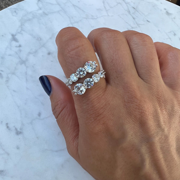 Sterling silver graduated round cz diamond wrap ring – Gemma Azzurro