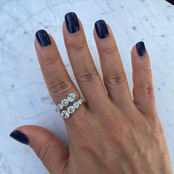 Sterling silver graduated round cz diamond wrap ring – Gemma Azzurro