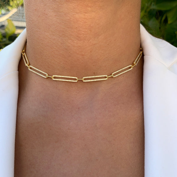 Silver gold plated paperclip link choker – Gemma Azzurro