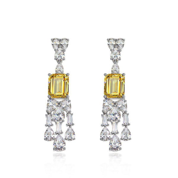 “Canaria” Sterling silver simulated yellow diamond chandelier earrings ...